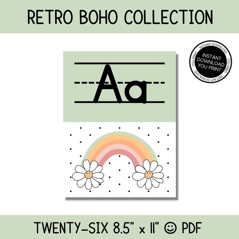 Retro Boho Classroom Alphabet Posters - Etsy
