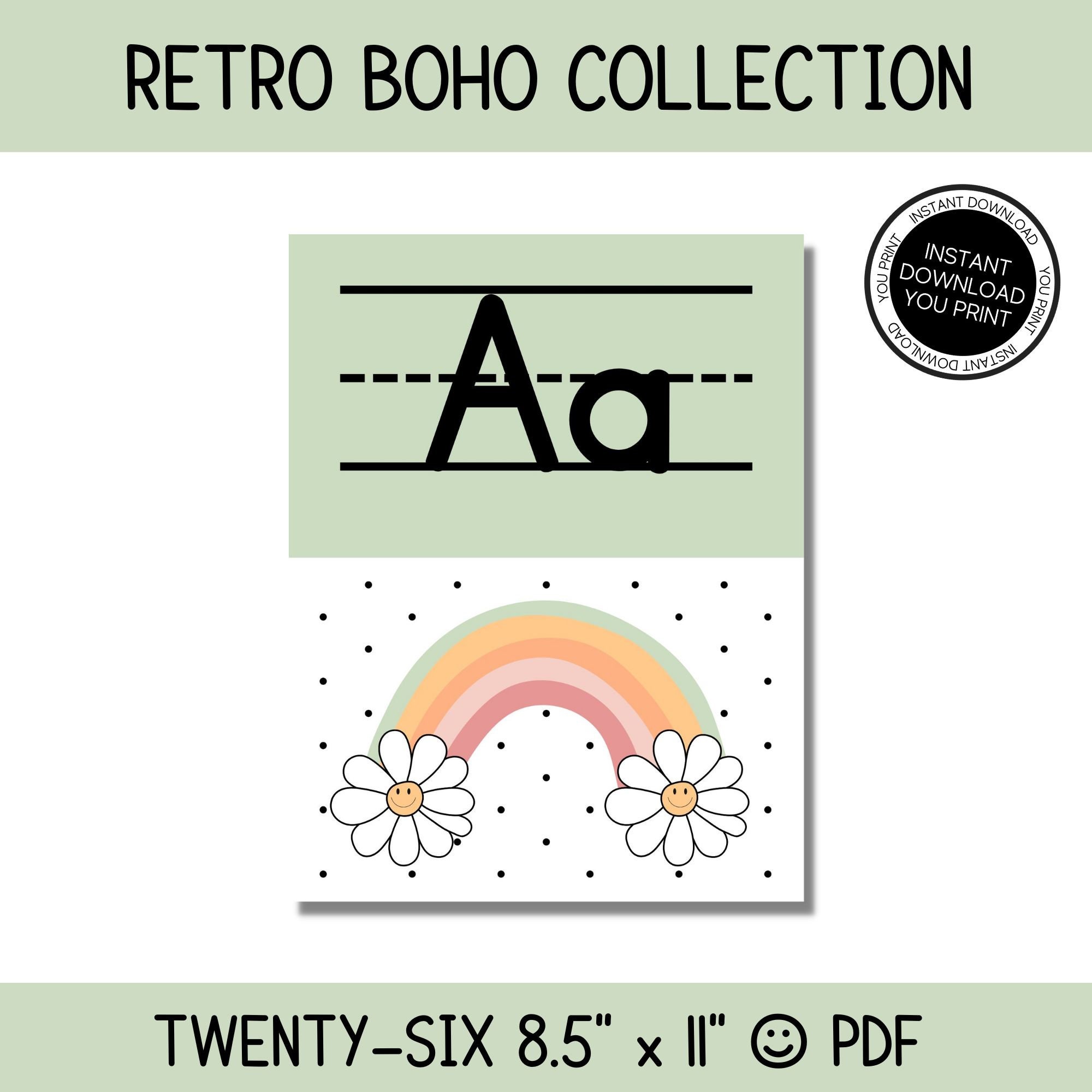 Retro Boho Classroom Alphabet Posters - Etsy