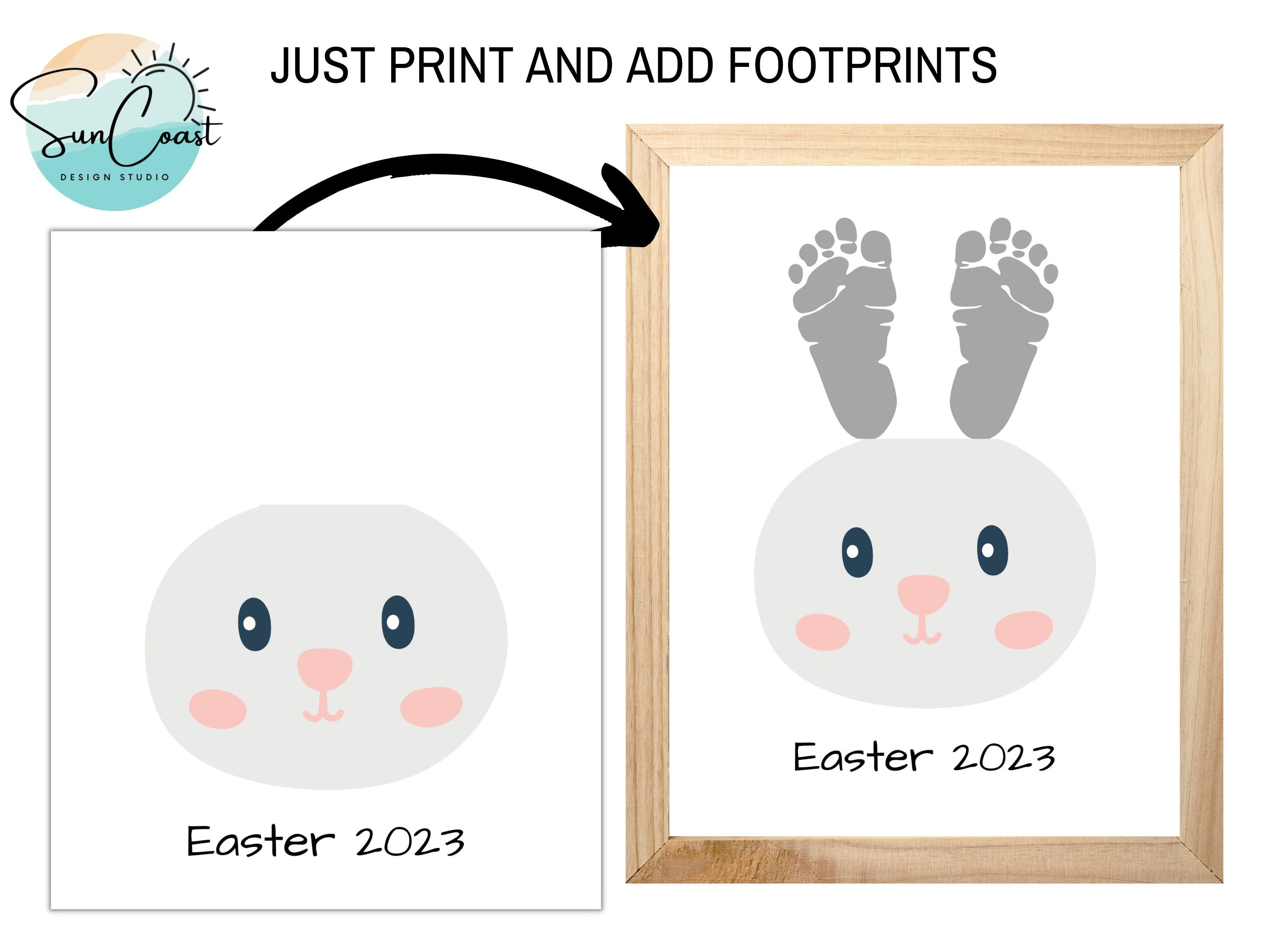 Bunny Printable / Footprint Foot Art Craft / Happy First Happy Easter ...