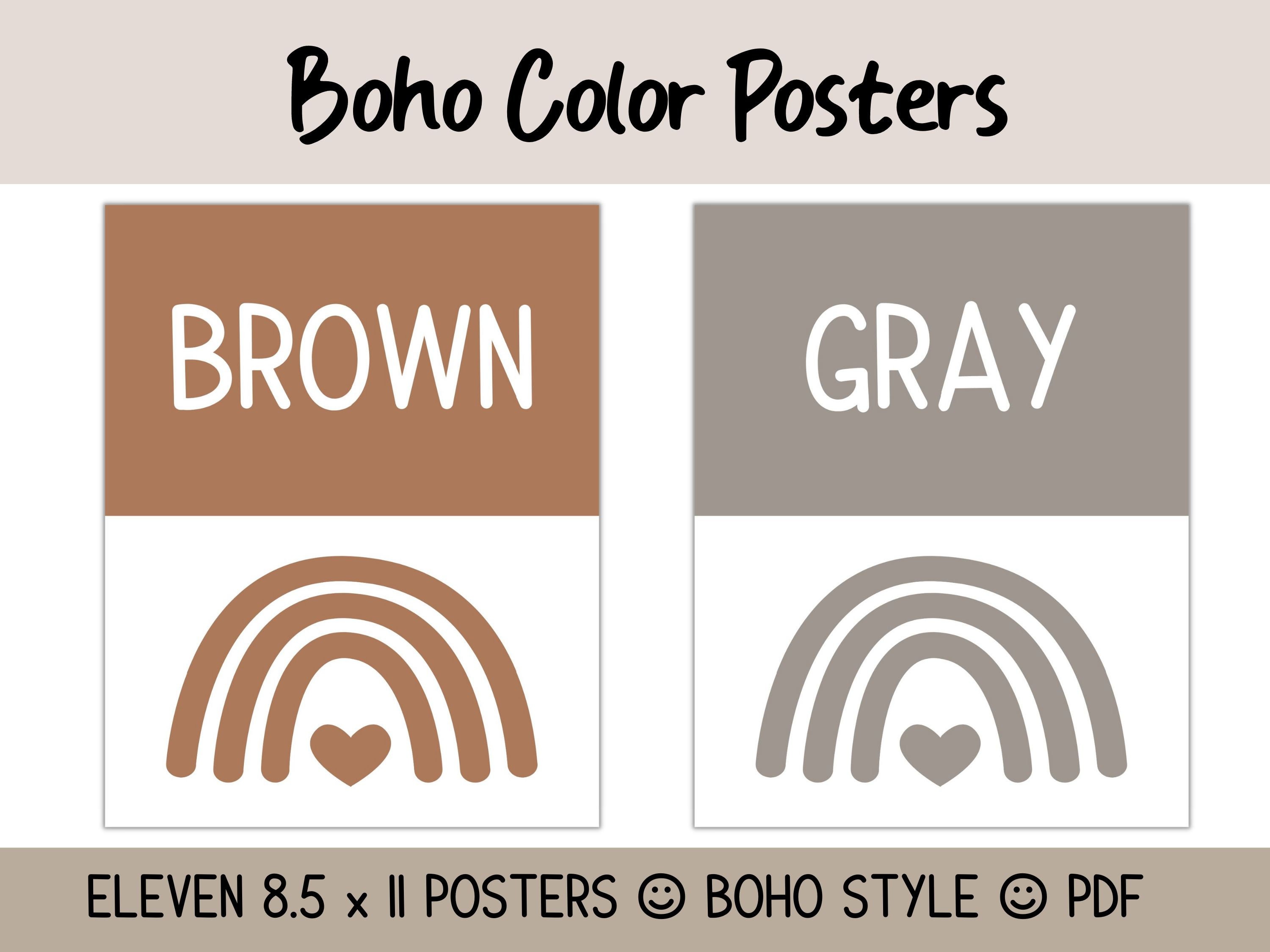 Boho Rainbow Color Posters - Classroom Decor - Preschool Decor - Boho ...