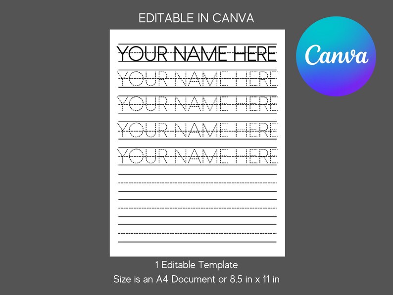 Printable Name Tracing Worksheets, Custom Handwriting Practice for Pre ...