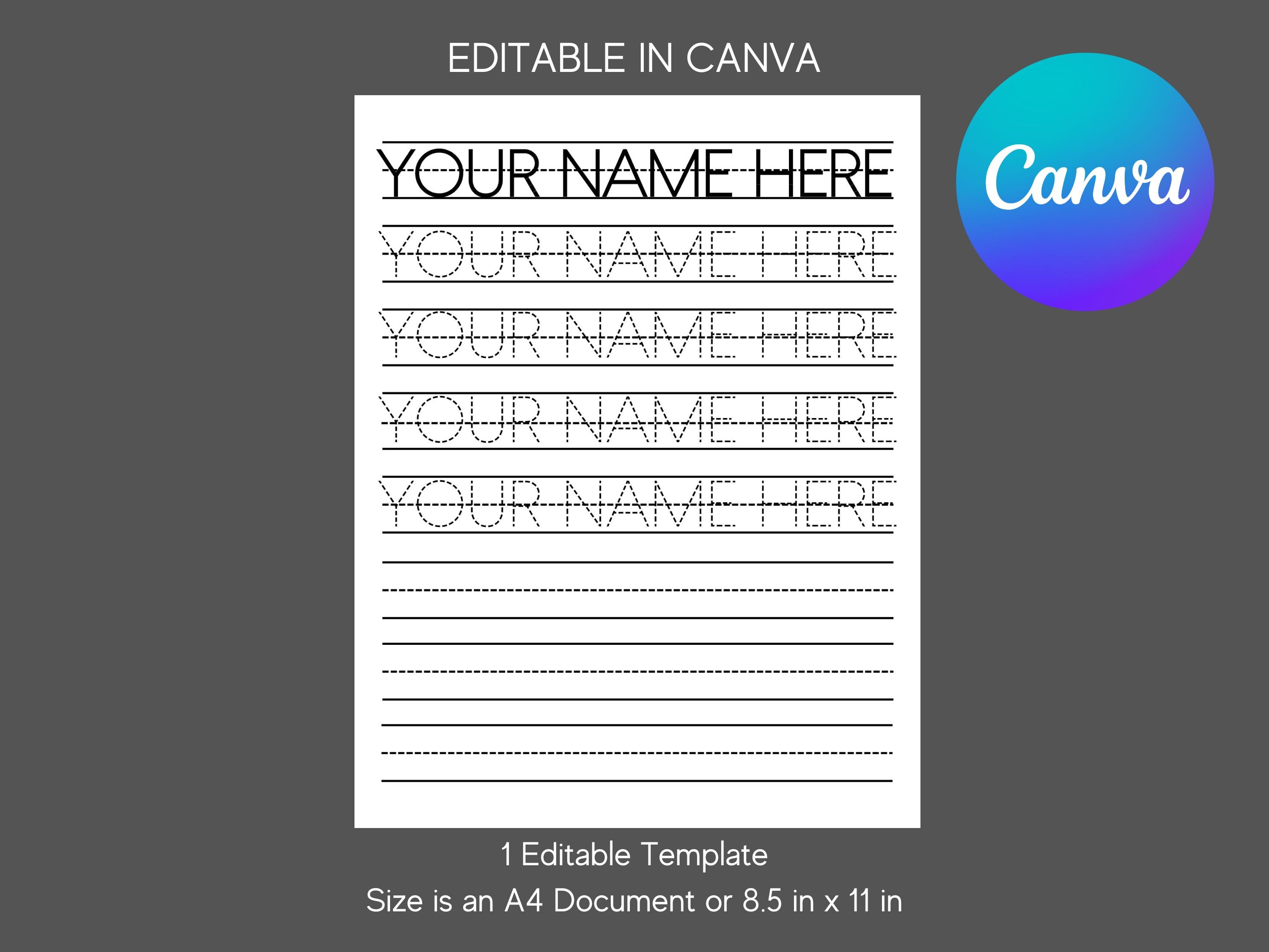 Printable Name Tracing Worksheets, Custom Handwriting Practice for Pre ...