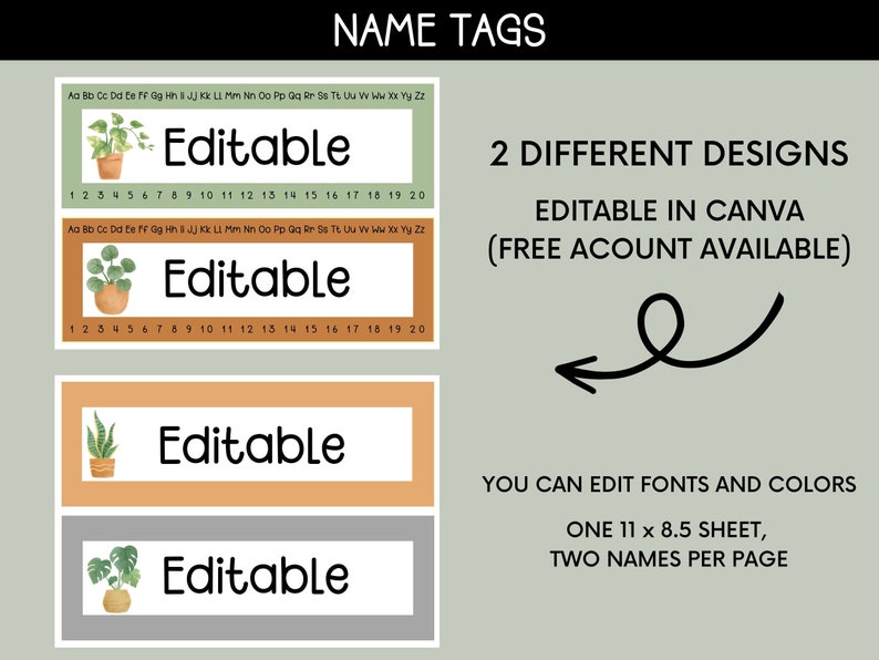 Plant Life Name Tags Classroom Labels Editable - Etsy
