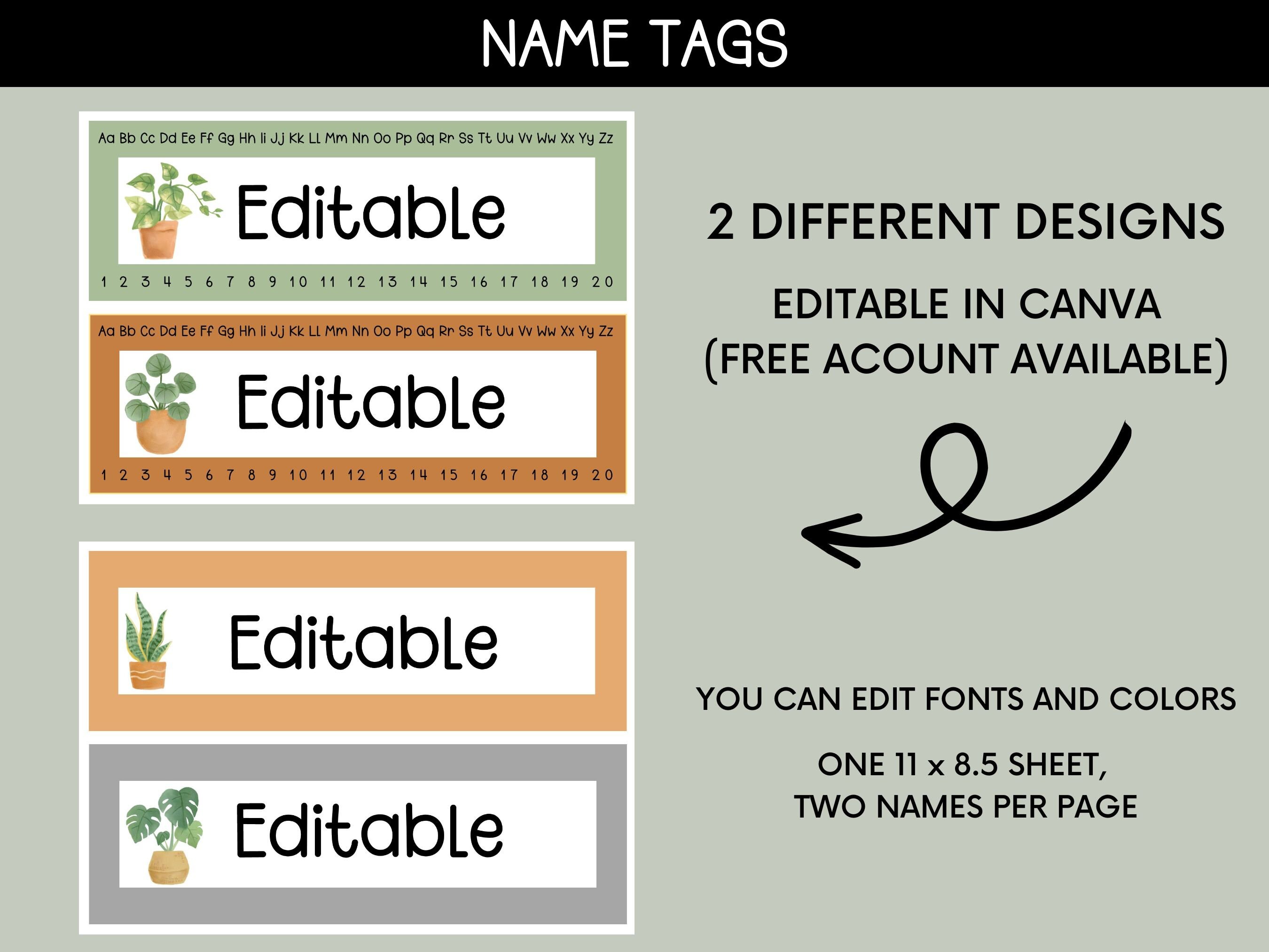 Plant Life Name Tags | Classroom Labels | Editable - Etsy