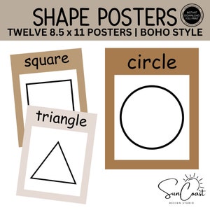 Classroom Shape Posters | Boho 2D | Preschool Decor | Boho Classroom ...