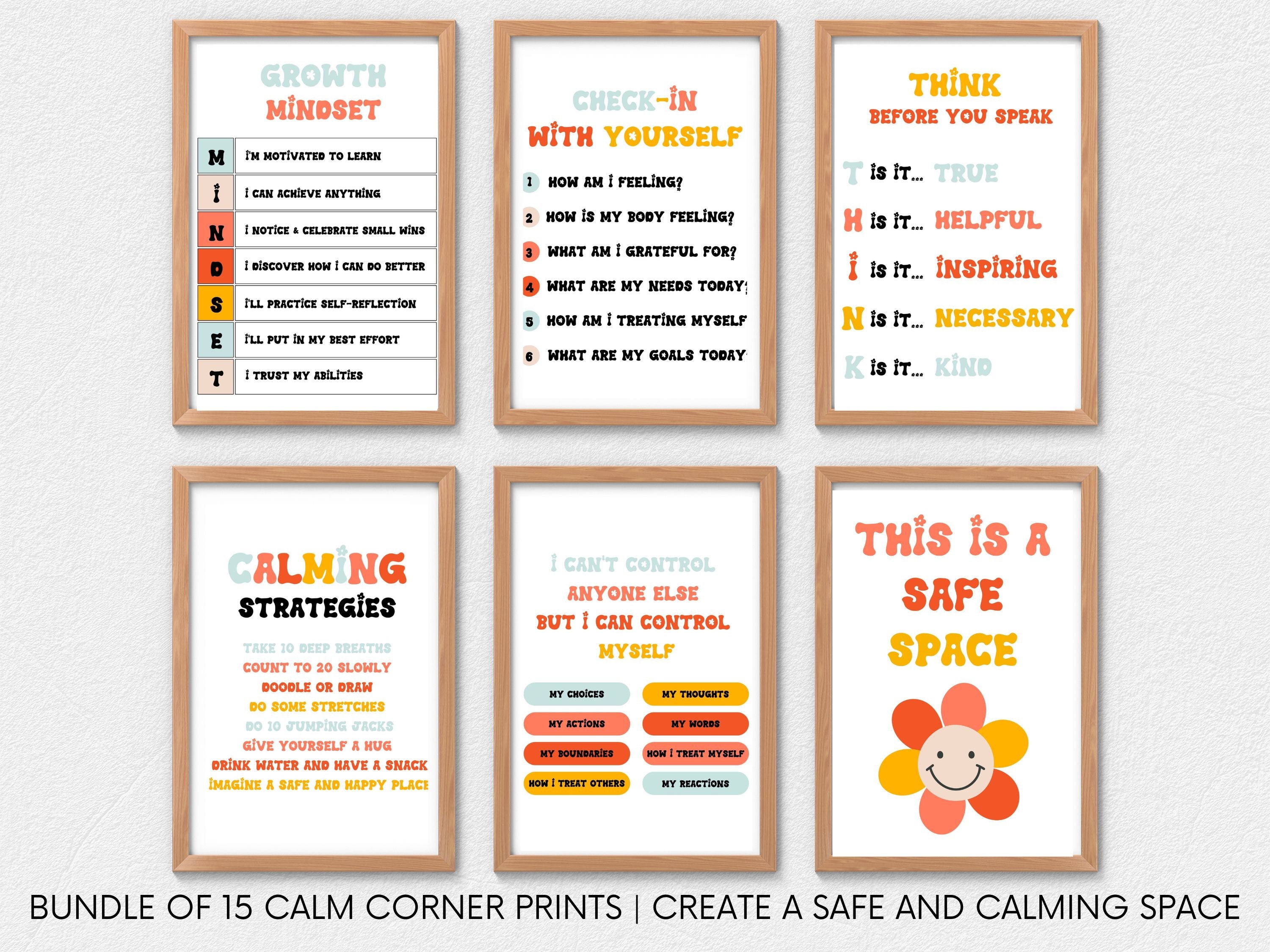 Calming Corner Classroom Printables, Groovy Retro Canva Classroom Decor ...