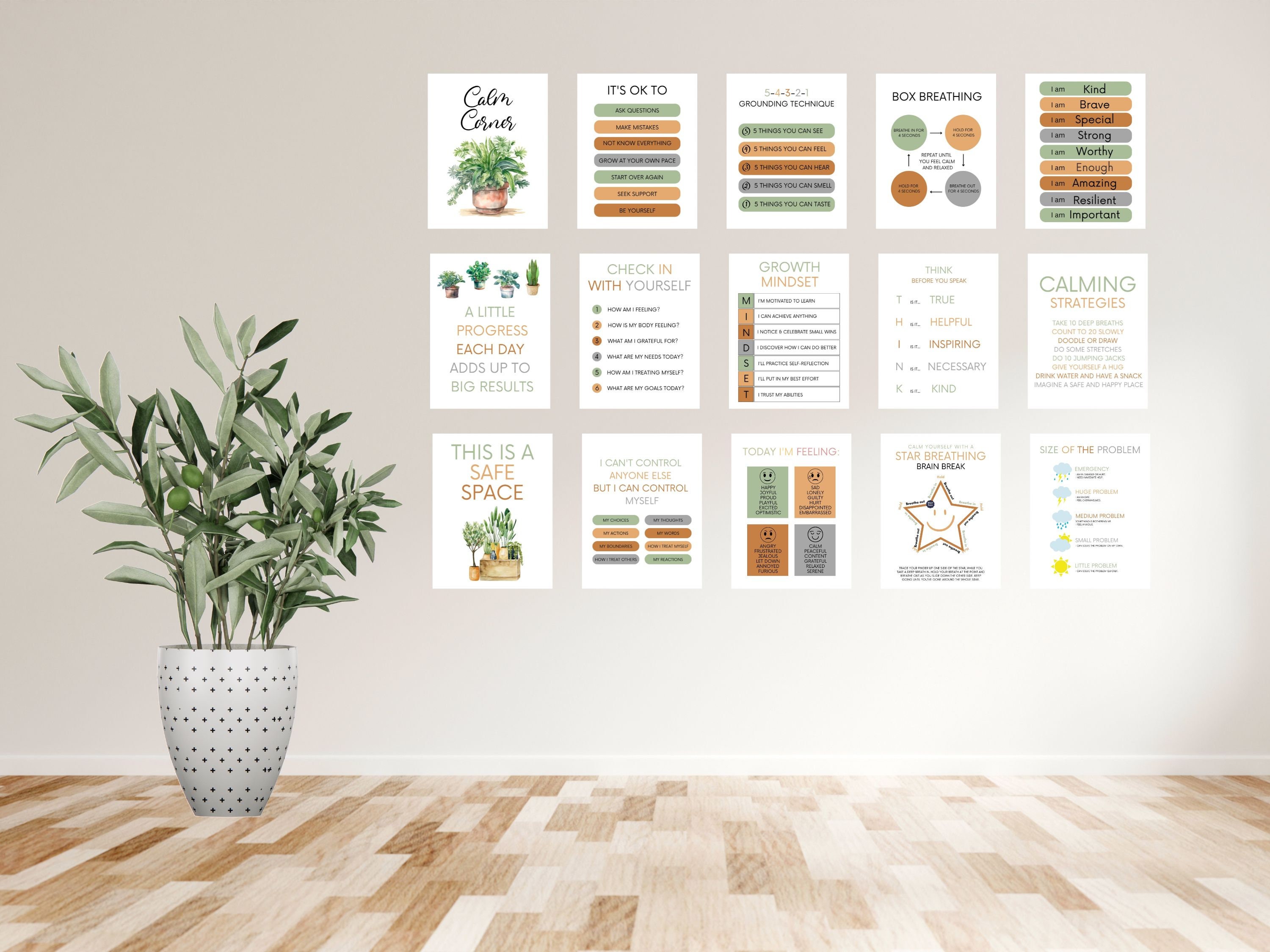 Calm Down Corner Kit, Set of 15 Posters, Montessori Playroom, Plant ...