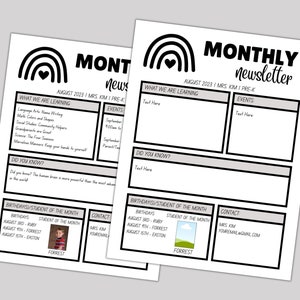 School Newsletter Template Editable, Boho Rainbow Newsletter, Classroom ...