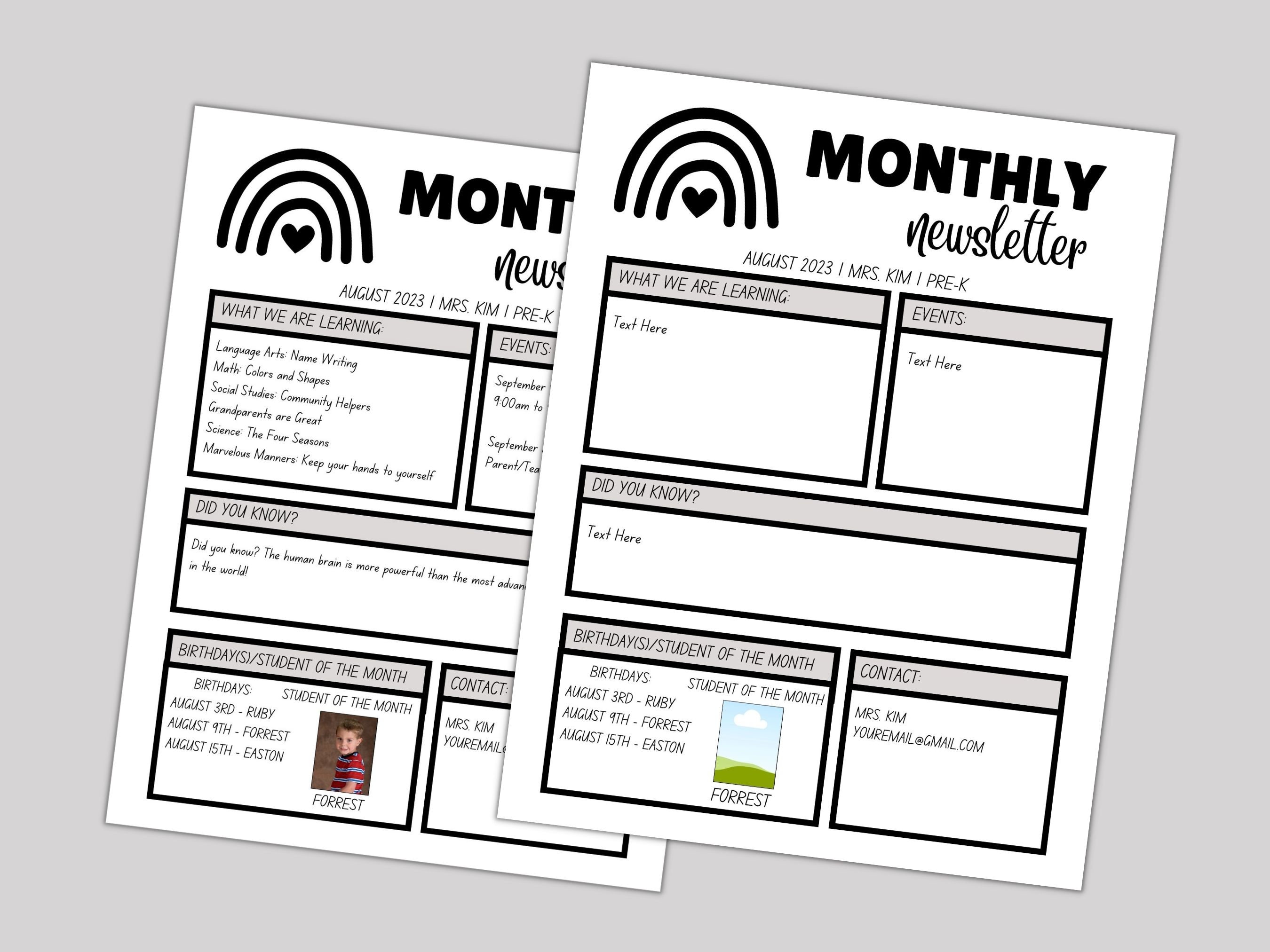 School Newsletter Template Editable, Boho Rainbow Newsletter, Classroom ...