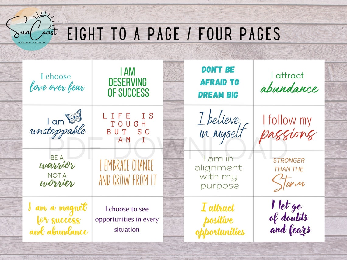 Affirmation Cards, Printable Cards, Motivational Cards, Positivity ...