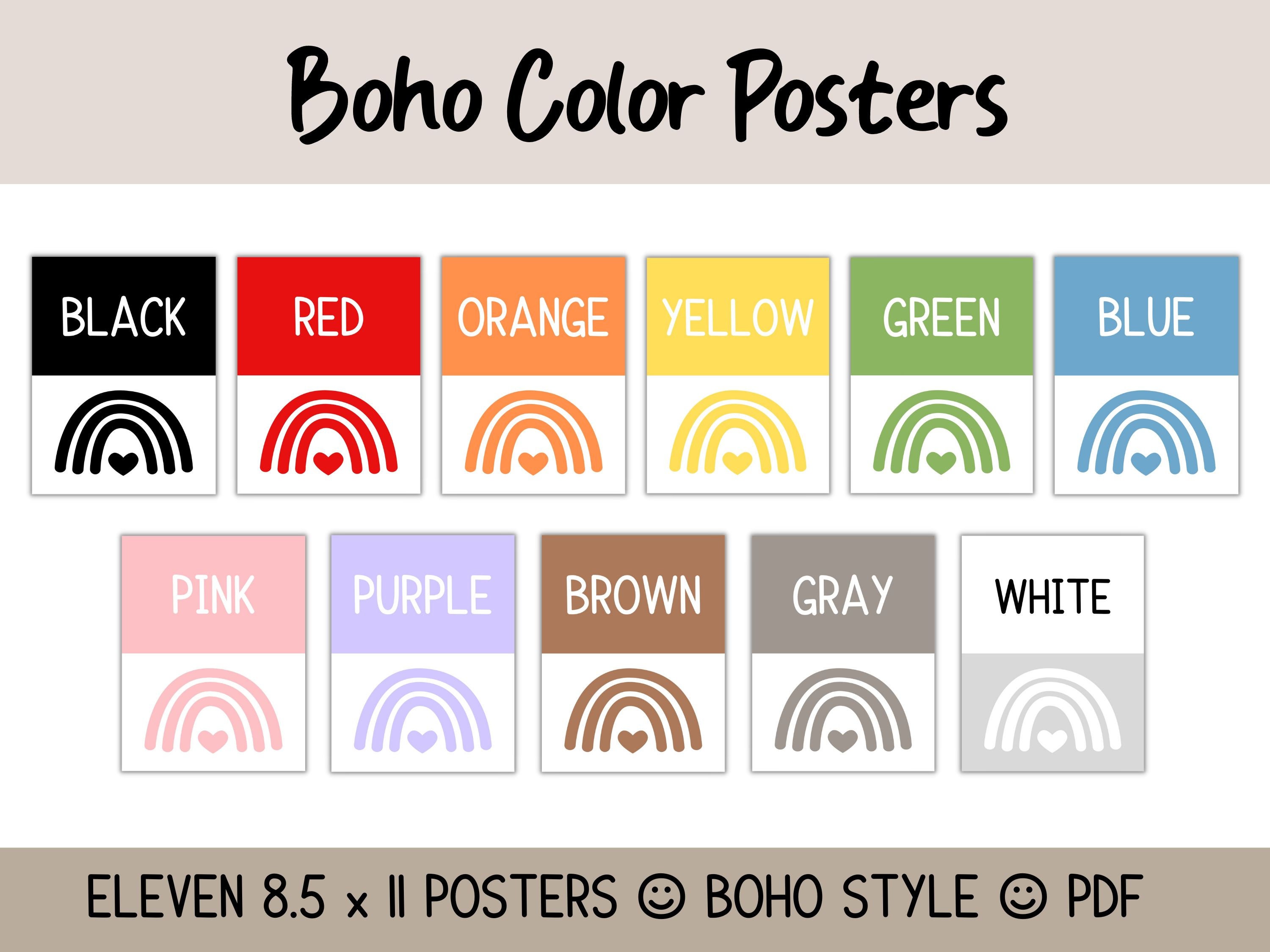 Boho Rainbow Color Posters - Classroom Decor - Preschool Decor - Boho ...