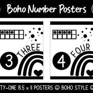 Boho Rainbow Numbers Posters - Classroom Decor - Preschool Decor - Boho ...