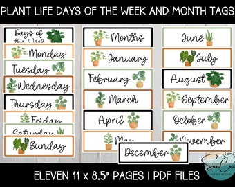 PLANTS & FOLIAGE Days and Months Display, Days of the Week Display ...