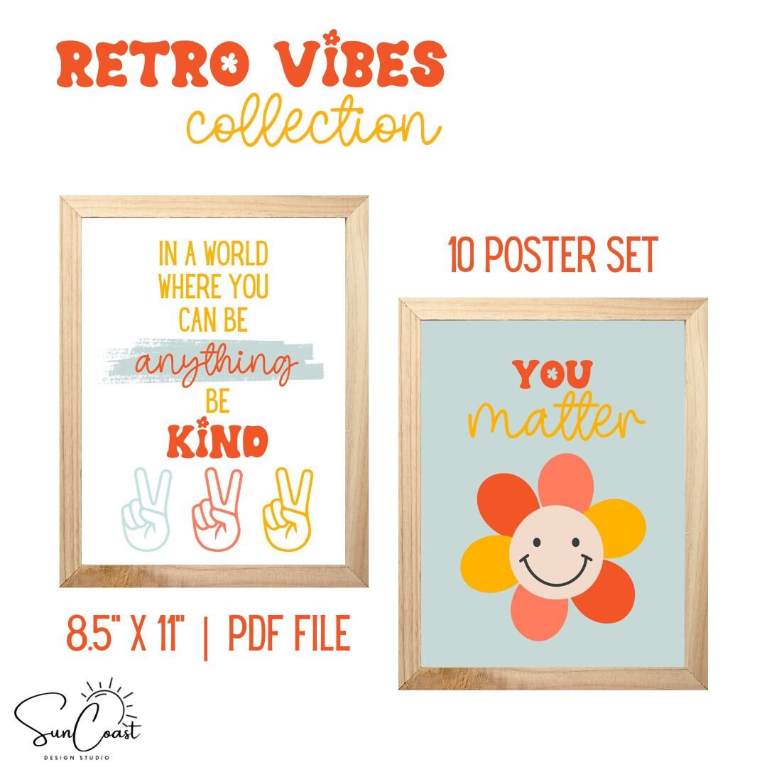 Retro Vibes Classroom Posters, Retro Classroom Decorations, Groovy Boho ...
