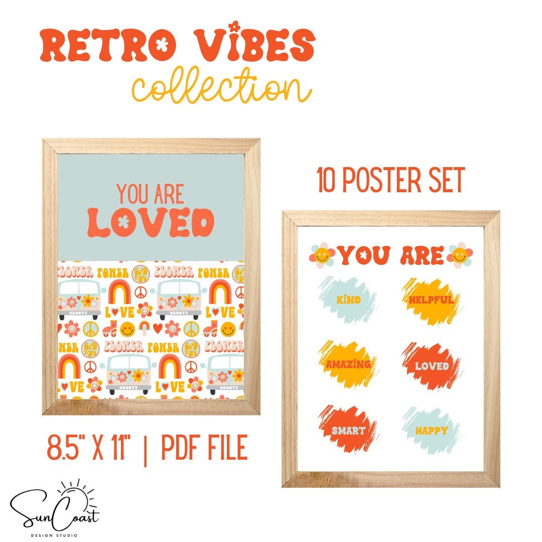 Retro Vibes Classroom Posters, Retro Classroom Decorations, Groovy Boho ...