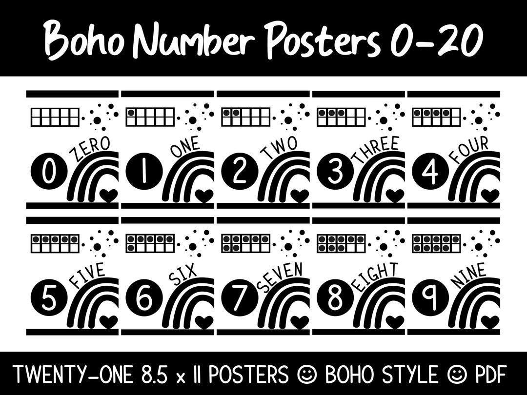 Boho Rainbow Numbers Posters - Classroom Decor - Preschool Decor - Boho ...