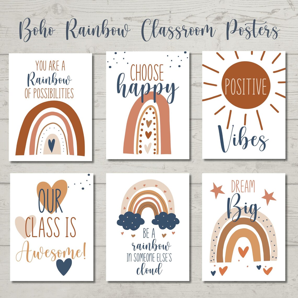Boho Rainbow Posters, Boho Rainbow Classroom Posters, Boho Rainbow ...