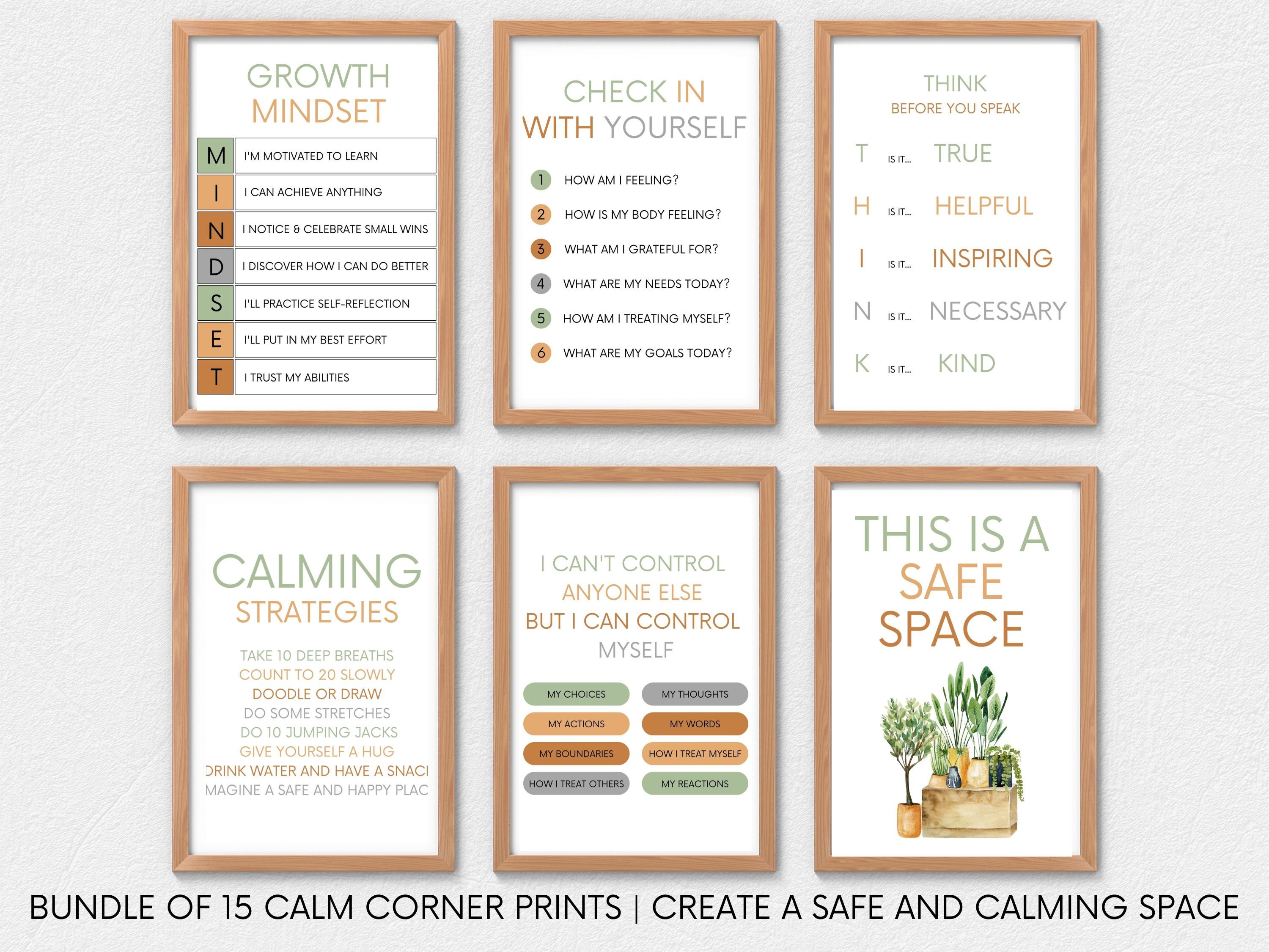 Calm Down Corner Kit, Set of 15 Posters, Montessori Playroom, Plant ...
