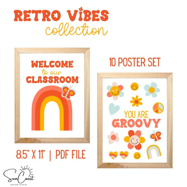Retro Vibes Classroom Posters, Retro Classroom Decorations, Groovy Boho ...