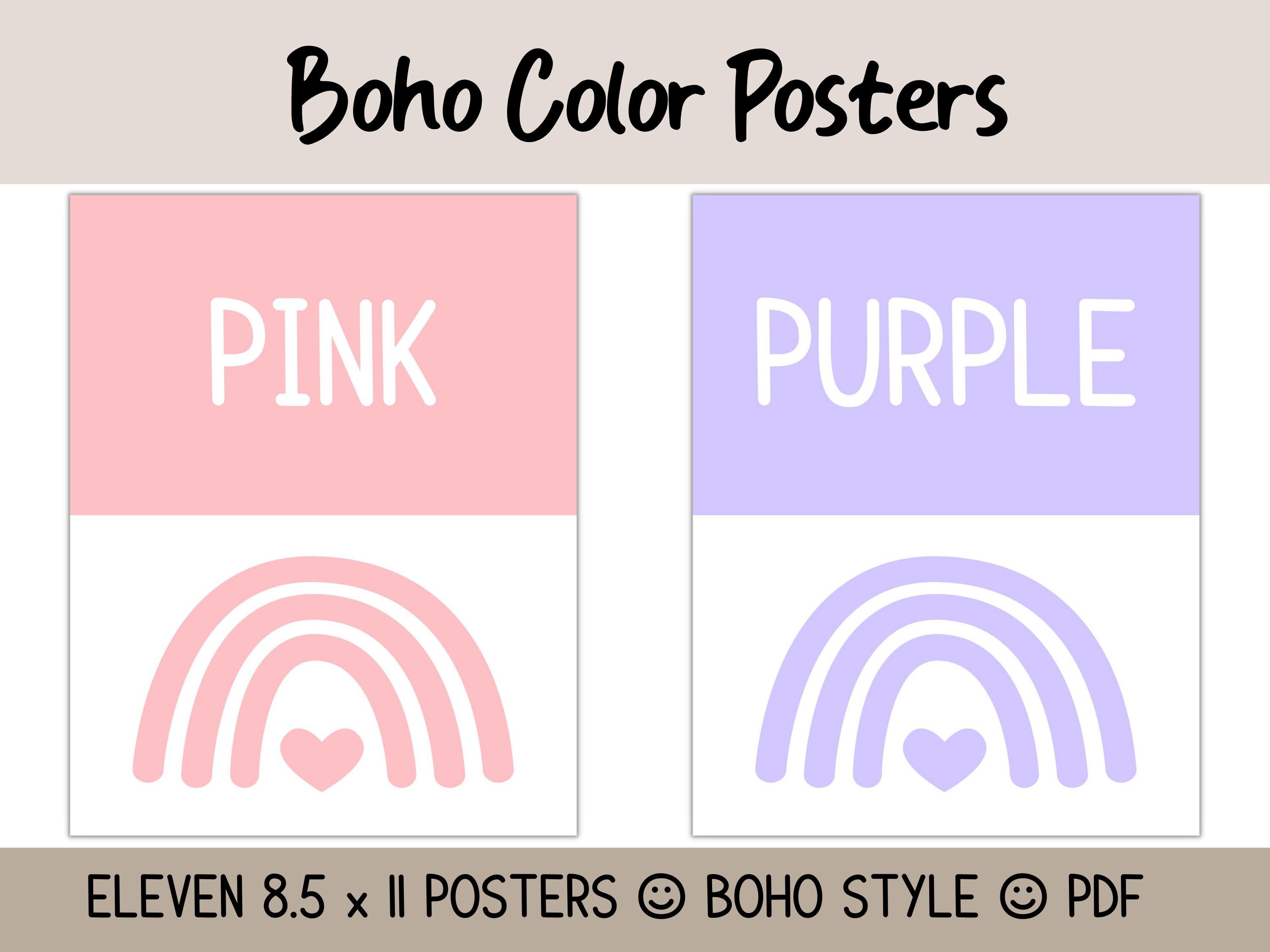 Boho Rainbow Color Posters - Classroom Decor - Preschool Decor - Boho ...