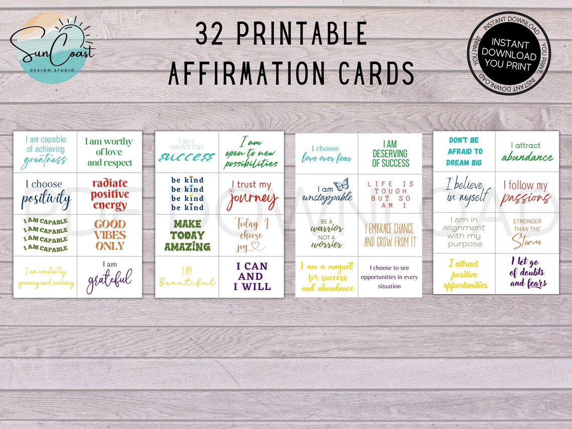 Affirmation Cards, Printable Cards, Motivational Cards, Positivity ...