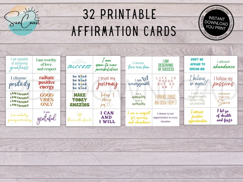 Affirmation Cards, Printable Cards, Motivational Cards, Positivity ...