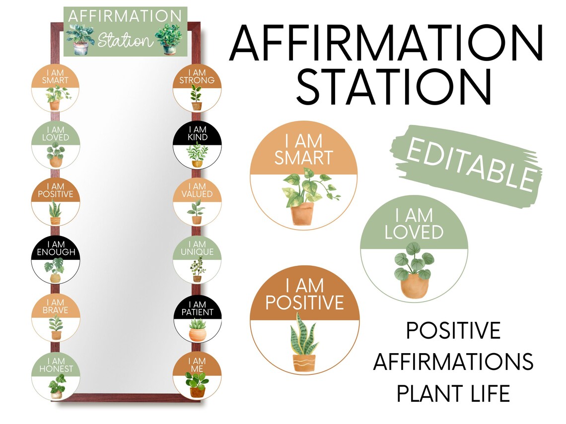 Affirmation Station Labels | PLANTS | Positive Affirmations for Mirror ...