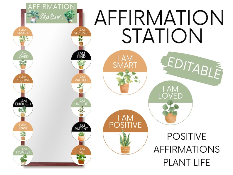 Affirmation Station Labels | PLANTS | Positive Affirmations for Mirror ...