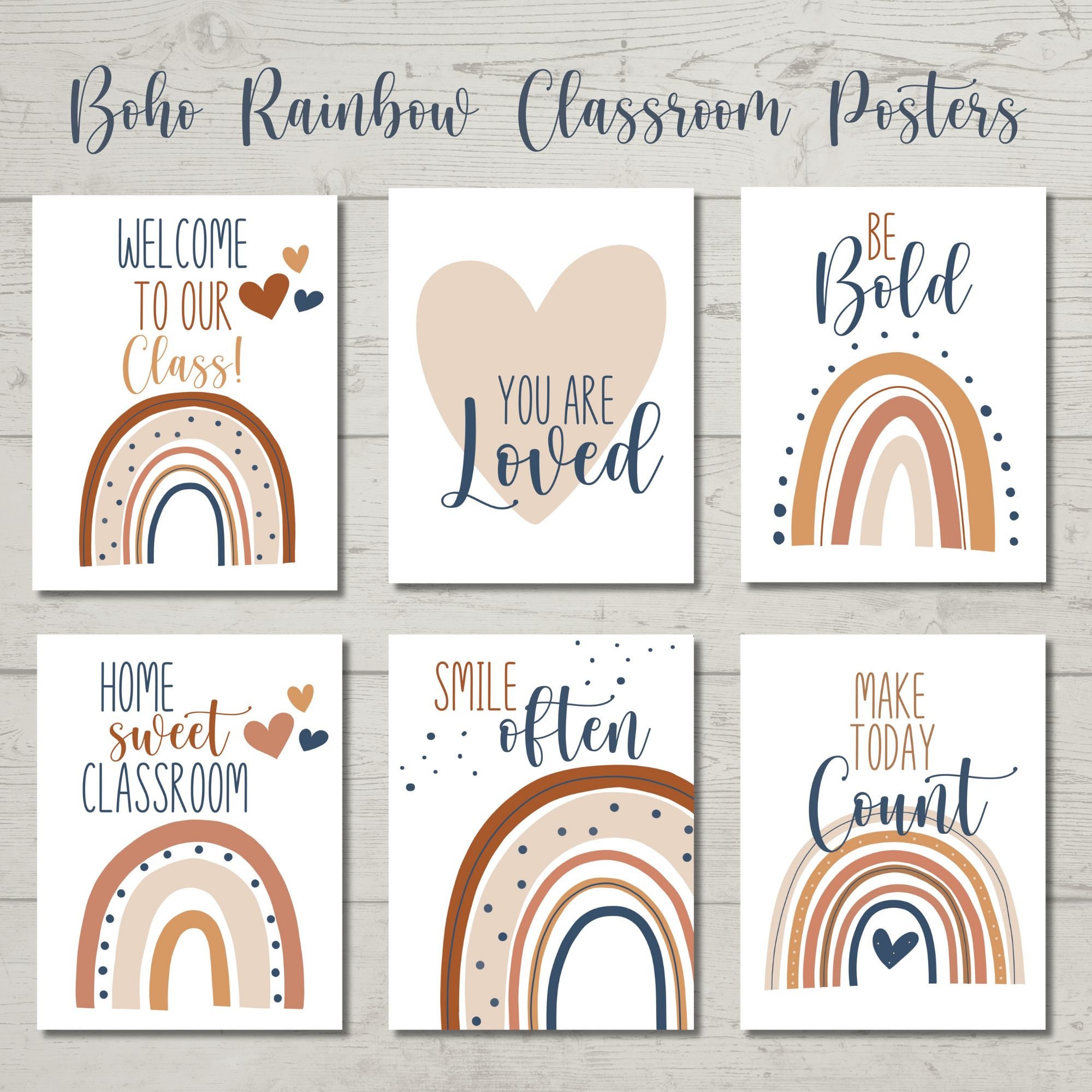 Boho Rainbow Posters, Boho Rainbow Classroom Posters, Boho Rainbow ...