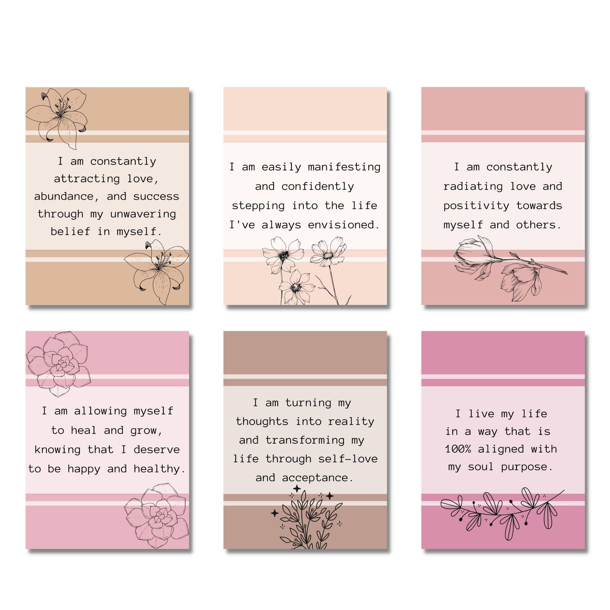 60 Affirmation Cards Digital Download, Mindfulness Affirmations Deck ...
