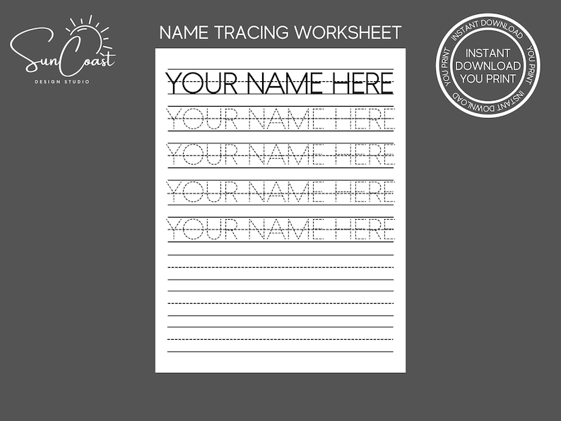 Printable Name Tracing Worksheets, Custom Handwriting Practice for Pre ...