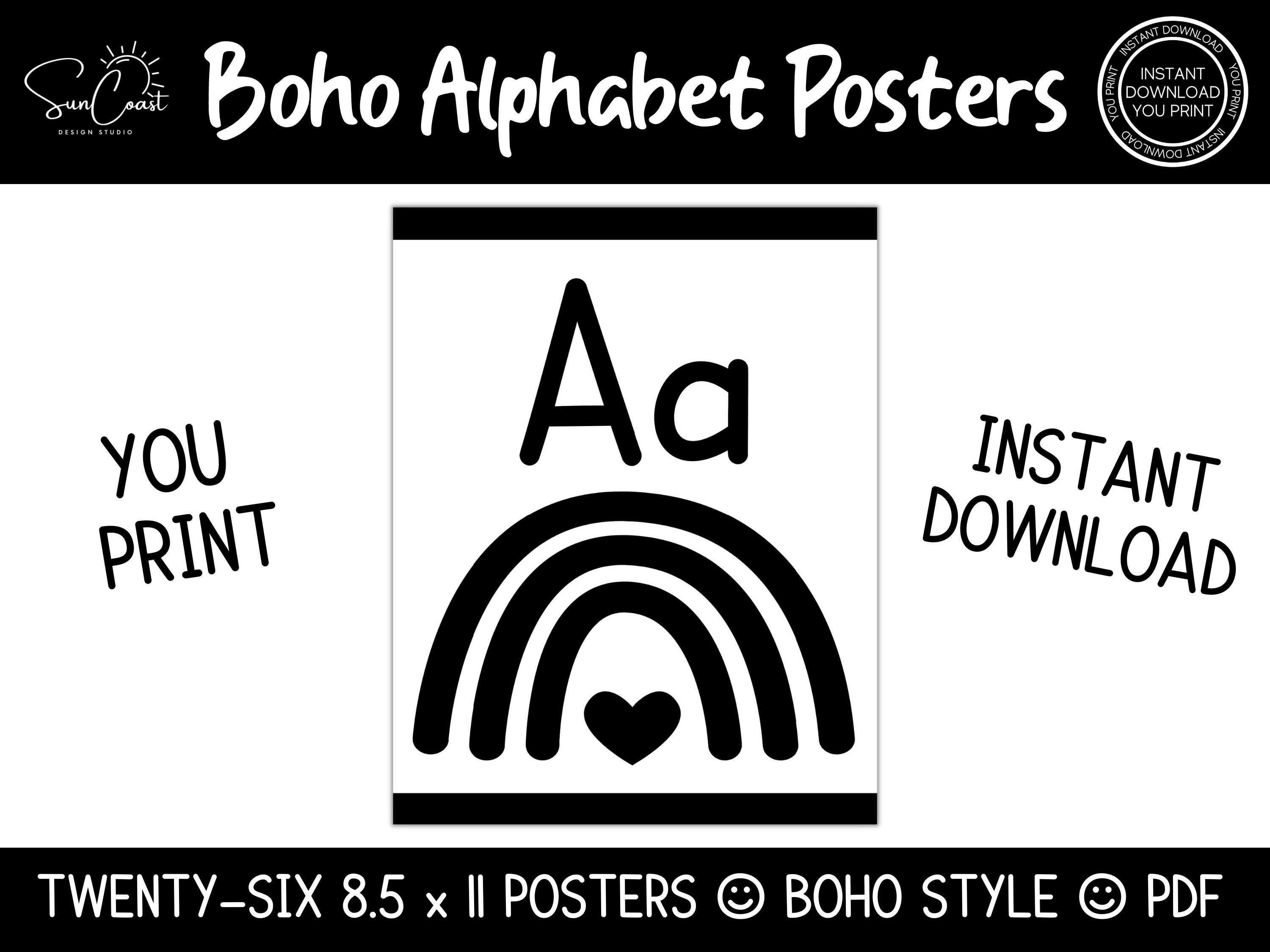 BOHO RAINBOW Alphabet Posters | Boho Classroom | Neutral Rainbow ...