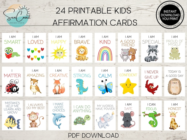 Affirmation Cards for Kids, Motivational Cards, Kids Positivity Cards ...