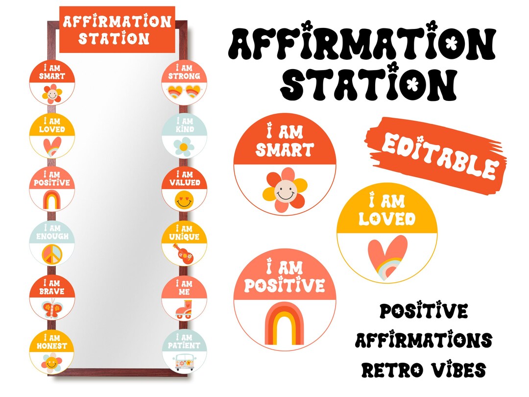 Affirmation Station | Retro Vibes | Positive Affirmations Mirror ...