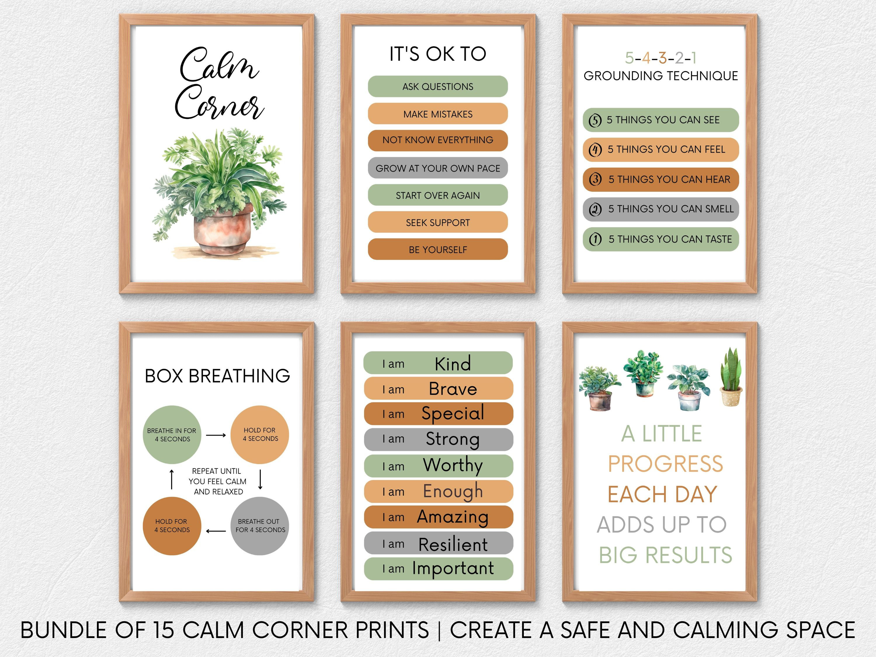 Calm Down Corner Kit, Set of 15 Posters, Montessori Playroom, Plant ...