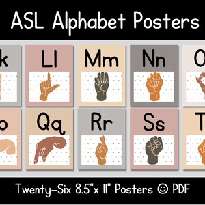 ASL American Sign Language Alphabet Posters | BOHO Dotted | Neutral ...