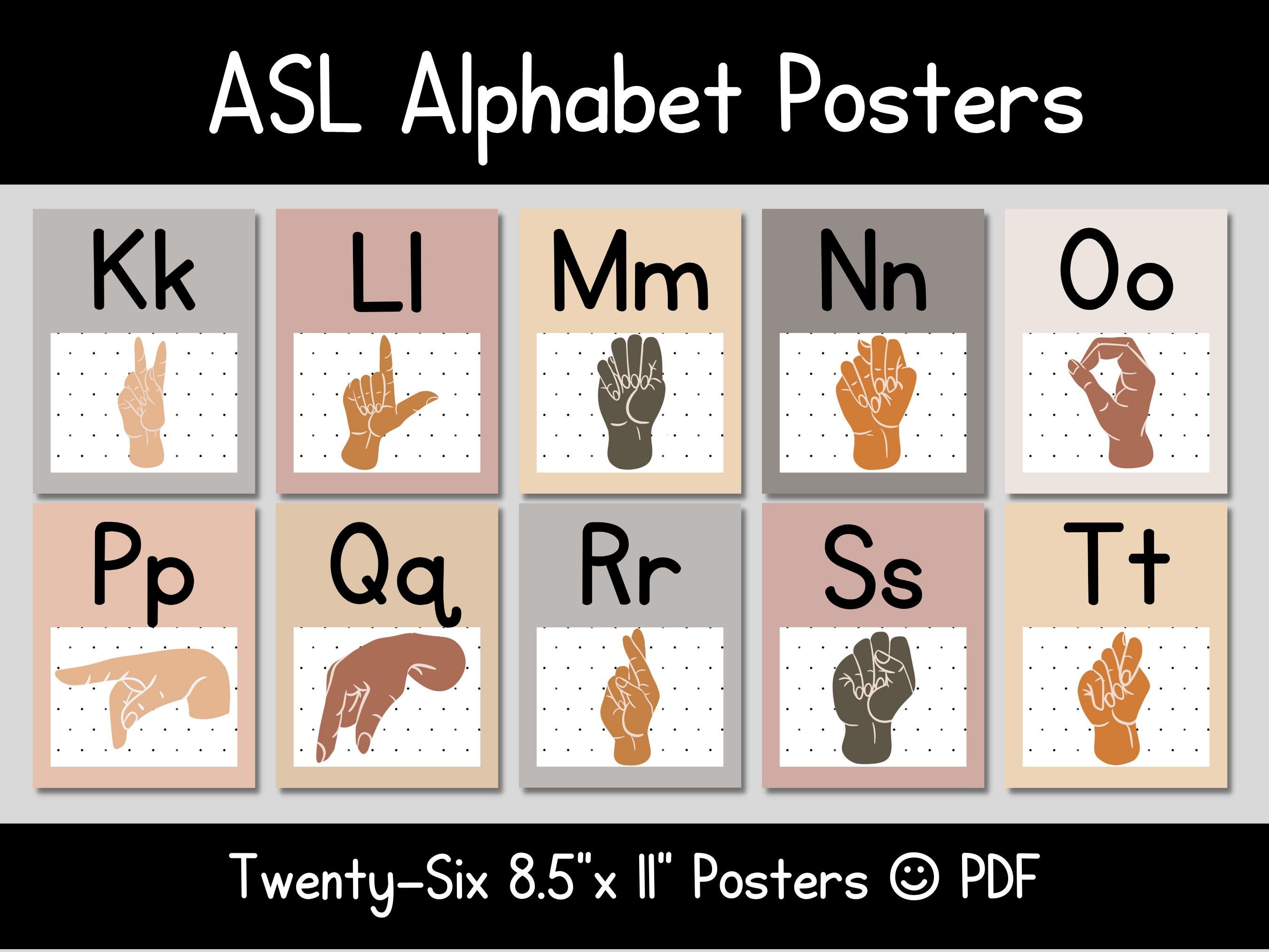ASL American Sign Language Alphabet Posters | BOHO Dotted | Neutral ...