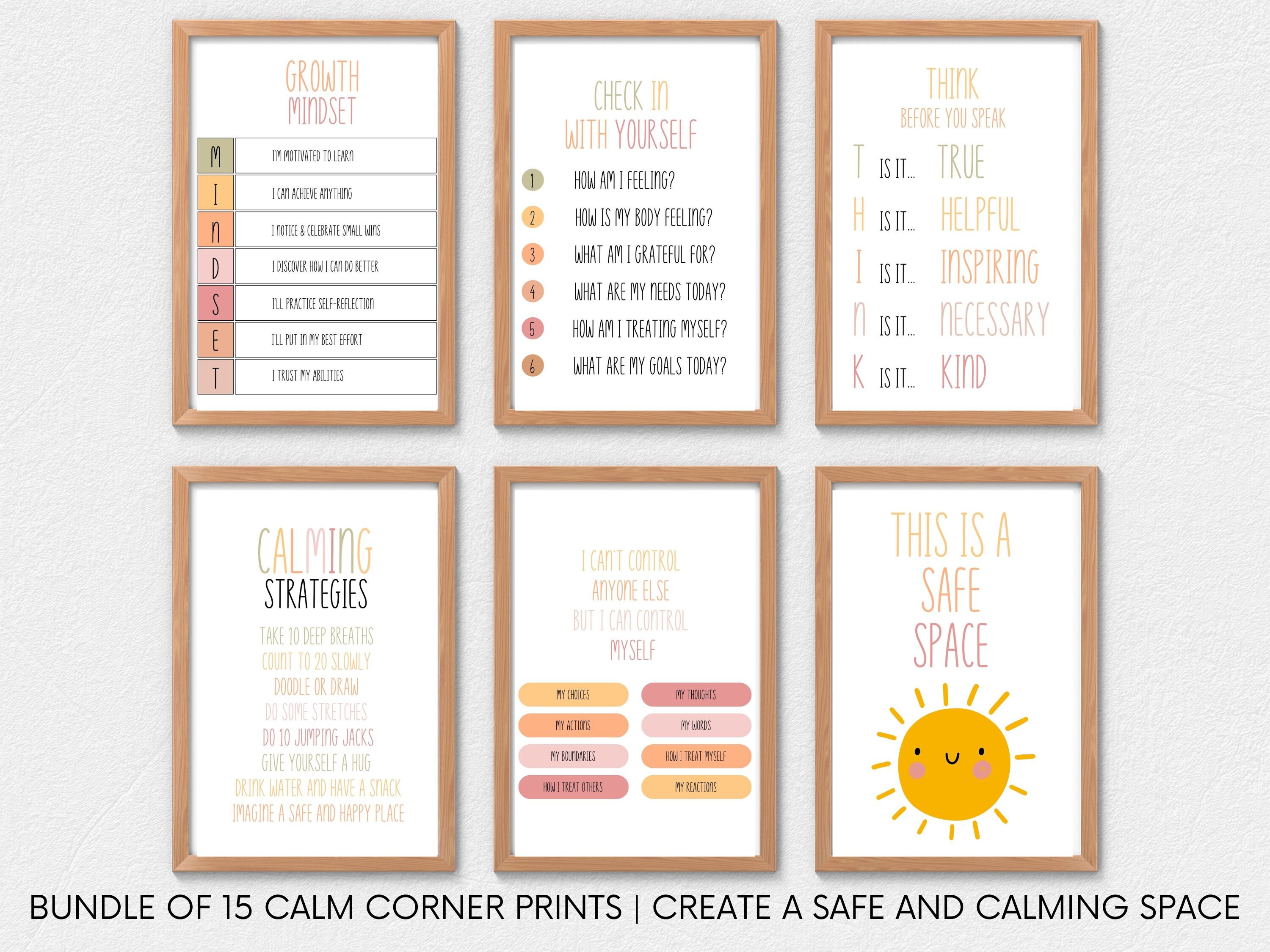 Calming Corner Wall Art Poster Set: 15 Calm Down Strategies ...
