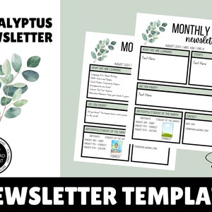 School Newsletter Template Editable, Eucalyptus Newsletter, Classroom ...