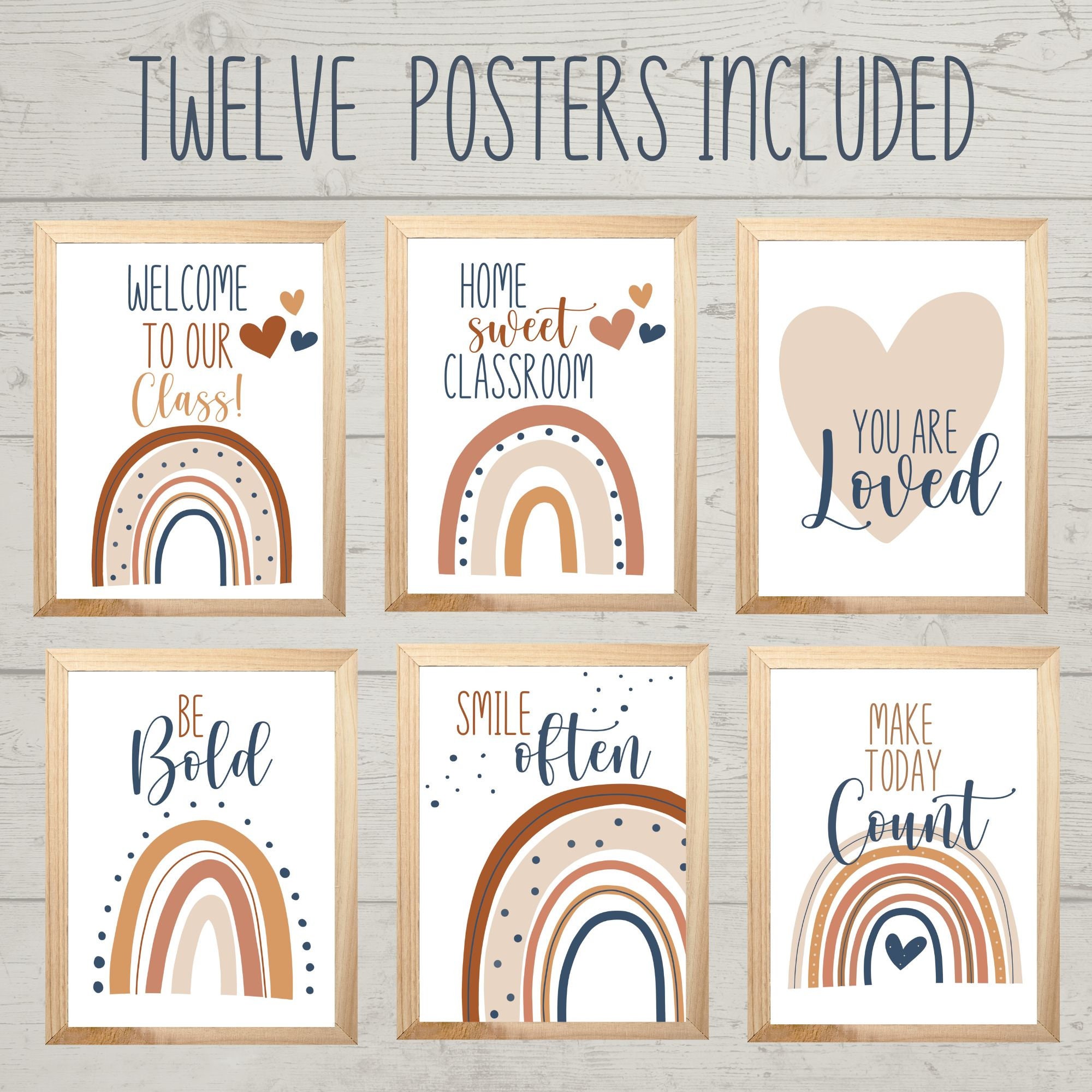 Boho Rainbow Posters, Boho Rainbow Classroom Posters, Boho Rainbow ...