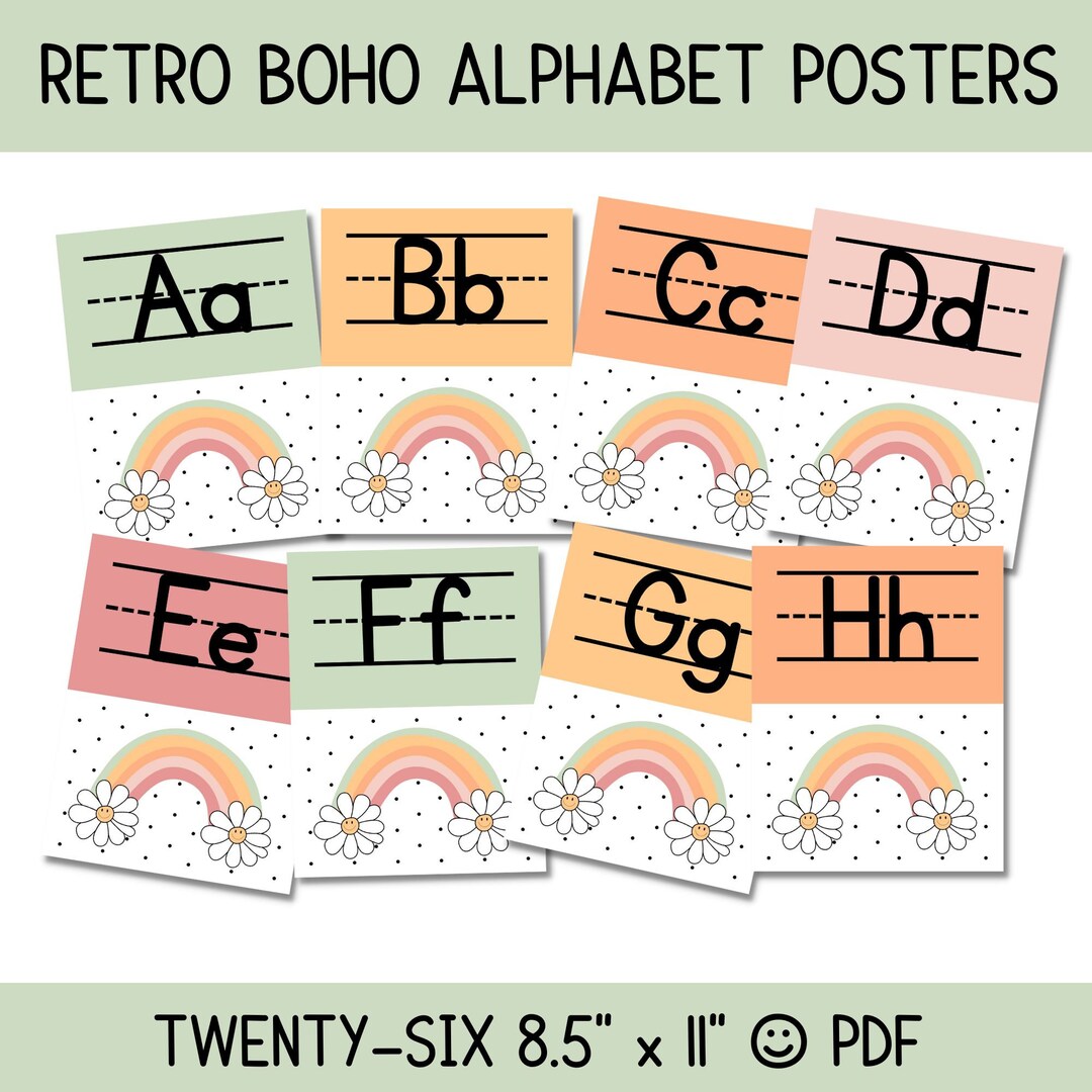 Retro Boho Classroom Alphabet Posters - Etsy