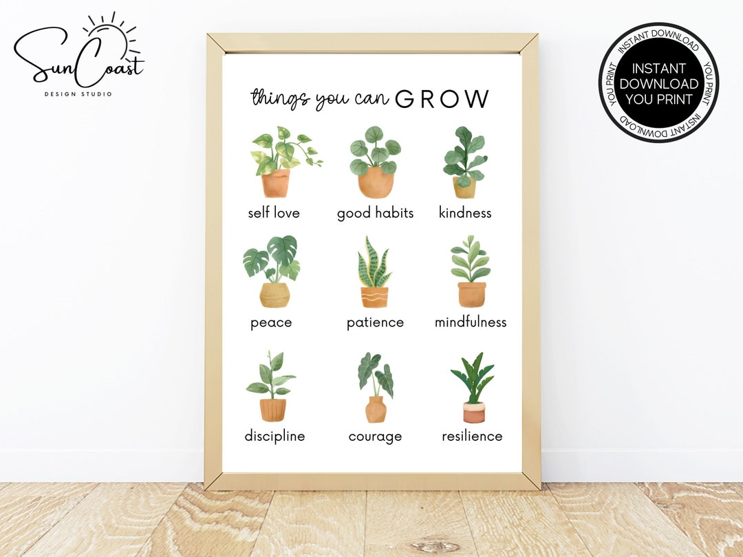 Things You Can Grow Poster, Growth Mindset, Mental Health, Personal ...