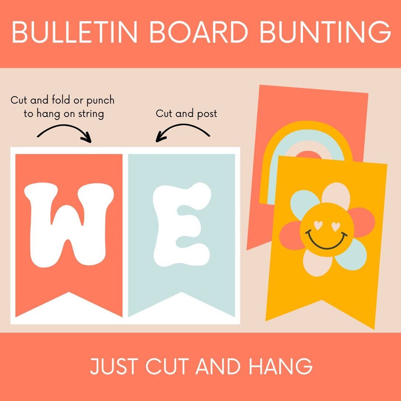 Bulletin Bunting Flags Banner, Groovy Classroom Banner, Printable ...