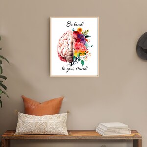 Be Kind to Your Mind Poster, Trendy Wall Art, Mental Health Art ...