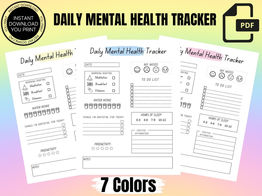 Daily Mental Health Tracker | Printable Mood Tracker | Self Care ...