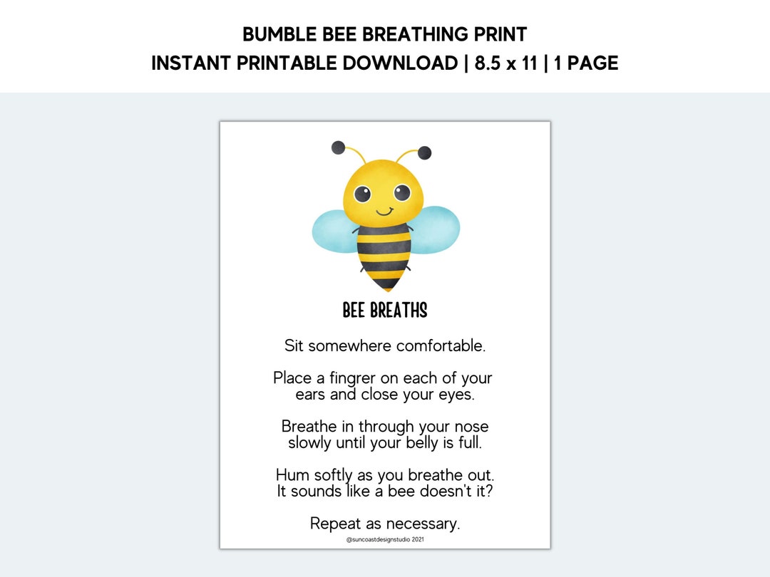 Kids Breathing Printable Grounding Technique Bumble Bee - Etsy