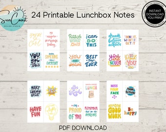Printable Lunchbox Cards Positive Notes Inspiring Notes for Kids and ...