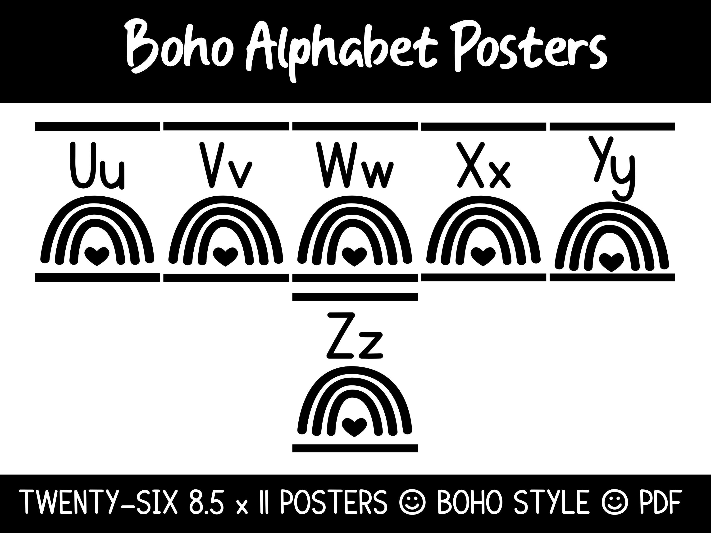 BOHO RAINBOW Alphabet Posters | Boho Classroom | Neutral Rainbow ...