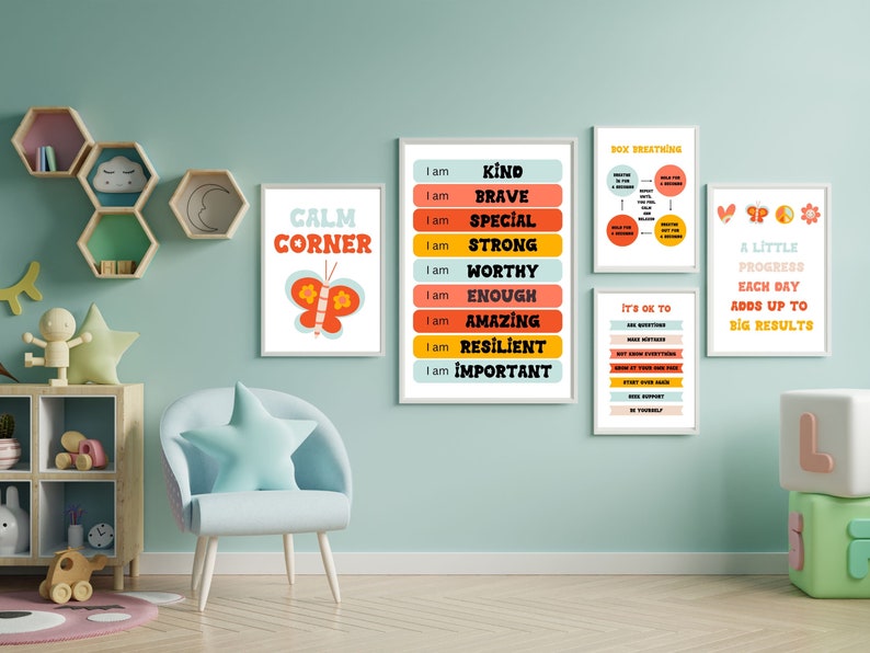 Calming Corner Classroom Printables, Groovy Retro Canva Classroom Decor ...