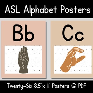 ASL American Sign Language Alphabet Posters | BOHO Dotted | Neutral ...